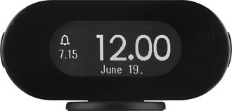 Jacob Jensen Digital Wecker mit E-Ink-Display, 3 Alarmtöne, Schlummerfunktion, Magnetisch, Tischständer & Wandhalterung, Aluminium, 11,5 x 2,3 x 5,5 cm, Schwarz