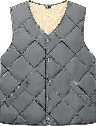 Minetom Veste sans Manches Homme en Hiver Gilet Doublure Polaire Padded Bodywarmer De Sport Doudoune L&eacute;g&egrave;re Manteau Epais Gilet De Plein Air avec Poches D Gri