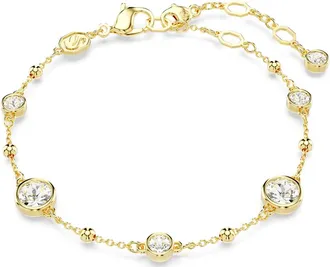 Swarovski Imber Armband Rundschliff, Verstreutes Design, Weiß, 18k vergoldet