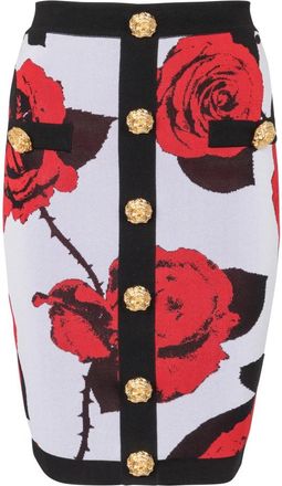Balmain Rock mit Rosenmuster - - Skirts - Damen - Mehrfarbig - S