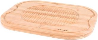 Salter Salter Schneidebrett Holz 40x30cm, Bambus Schneidebrett mit Saftrille, Holz & Küchenbrett für Fleisch, Großes mit Auffangschale, Strukturierte Oberflä