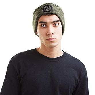 MARVEL Avengers Logo Bonnet, Vert (Olive Old), Taille Unique Homme