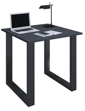 VCM Holz Schreibtisch/H. 76 x B. 80 x T. 80 cm/Computertisch schlicht/Füße aus hochwertigem Metall/Arbeitstisch/Büromöbel - Lona U