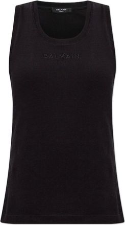 Balmain Femme, Tops, Noir, Taille: 40 FR Top avec logo brod&eacute;