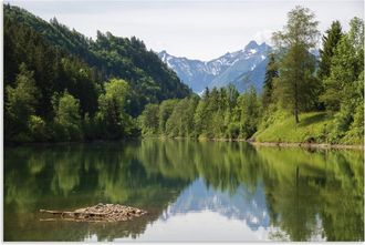 Artland ARTland Wanddeko Wandbild Alu Verbundplatte für Innen & Outdoor Bild 60x40 cm See Wasser Pflanzen Bäume Wald Forst Berge Alpen Natur U4PI