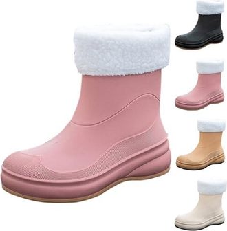 Generic Bottes de pluie pour femme, chaussures de jardin imperm&eacute;ables avec doublure en peluche, bottes de pluie antid&eacute;rapantes pour lext&eacute;rieur, chaudes et con