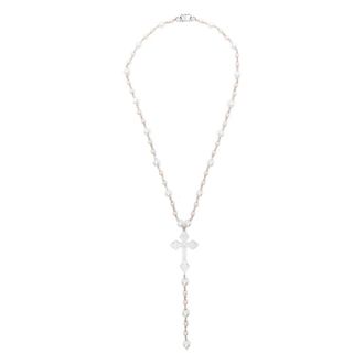 Darkai Pearl Rosary Cross Necklace - - Accessories - Herren - Wei&szlig; - ONE SIZE