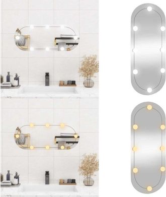 vidaXL Vidaxl - Wandspiegel mit LED-Leuchten 30x70 cm Glas Oval - Wandspiegel - LED-Spiegel - Dekospiegel - Badspiegel - Schlafzimmerspiegel - Home & Living