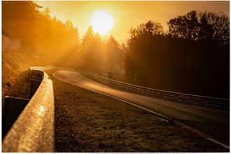 artboxONE Poster 30x20 cm Natur Goldener Morgen an der Rennstrecke - Bild nürburgring morgens Motorsport