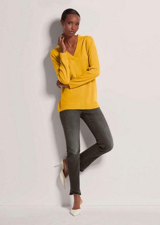 Madeleine Strickpullover Glattstrick-Pullover mit V-Ausschnitt