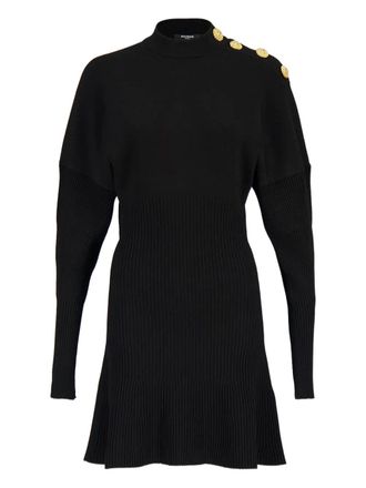 Balmain flared knitted mini dress - Schwarz