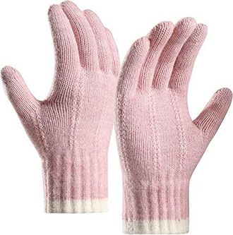 Generic Gants dhiver pour adolescentes et femmes - Pour garder au chaud - Gants tricot&eacute;s avec poignets &eacute;lastiques - Gants de ski doux - Moufles de ski pour ho