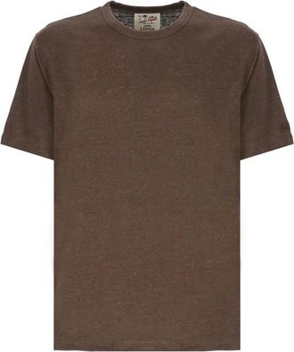 Saint Barth Homme, Tops, Brun, Taille: XL T-shirt et Polo en Lin Marron