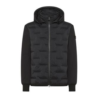 Peuterey Abnehmbare Kapuzenjacke aus Jacquard-Polyester und technischem Nylon-Bohrer - - Jackets - Herren - Schwarzk - S