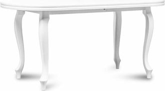 Konsimo Esstisch Esszimmertisch oval altis, Weiß, Furnier, Classic, 140-180x76,5x80 cm - Konsimo