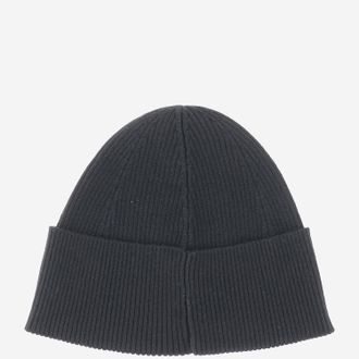 Saint Laurent Mens Cashmere Beanie With Logo Black Hat