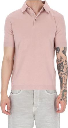 Herno Homme, Tops, Rose, Taille: 2XL Polo en jersey de coton &agrave; effet maille