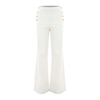 Kocca Flare Jeans mit dekorativen Kn&ouml;pfen - - Jeans - Damen - Beige - W28