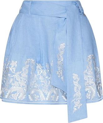 Silvian Heach Femme, Jupes, Bleu, Taille: 36 FR Jupe Courte avec Broderie D&eacute;corative