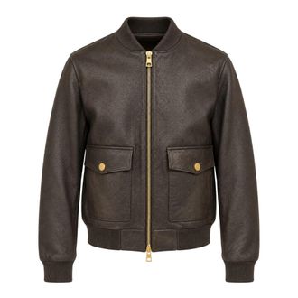 Michael Kors Gef&uuml;tterte Leder Bomberjacke - - Jackets - Herren - Braun - L