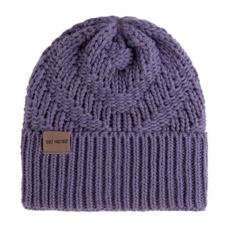 Knit Factory Sally M&uuml;tze - Strickm&uuml;tze f&uuml;r Damen und Herren - Beanie - Winterm&uuml;tze mit Wolle - Robusten Look - Hochwertige Qualit&auml;t - Violett