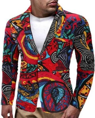 Generic Blazer Homme Casual Tendance Impression Manches Longues Costume Homme Gentleman Vintage All-Match Costume Homme Party Banquet Business Suit Veste Homm