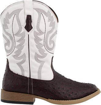 Roper Herren Bumps Ostrich Square Toe Cowboy Boots Westernstiefel, Braun/Weiß, 41 EU