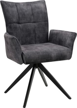 Homin Armlehnstuhl, Dunkelgrau, Metall, Textil, Drehkreuz, 62x92x66 cm, Bsci, Stoffauswahl, Sitzfläche 360° drehbar, inklusive Armlehnen