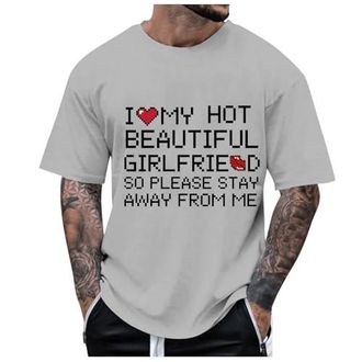 Generic T-shirt imprim&eacute; &agrave; manches courtes pour homme avec inscription &laquo; 2026 Valentines Day I Loved My Girlfriend &raquo;, gris clair, 3XL