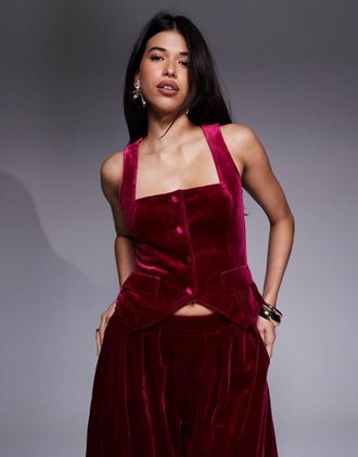 Asos Weste aus Samt in Rosa, Kombiteil