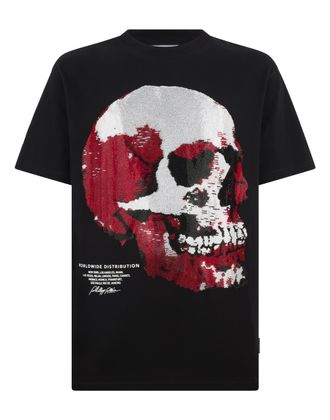 Philipp Plein Round Neck T-Shirt Red Skull Skull