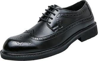 Generic Chaussures daffaires classiques &agrave; lacets pour homme - Richelieu formel - Bout rond - En cuir - Talon bloc - Antid&eacute;rapantes - Tendance - Pour mariages 