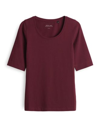 OPUS Damen Kurzarmshirt | Slim Shirt aus Jersey Cassis, 38