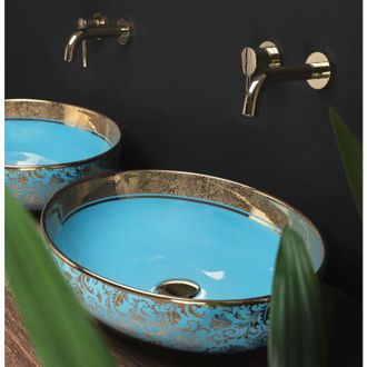 Rea Rea Aufsatzwaschbecken Margot Gold Light Blue