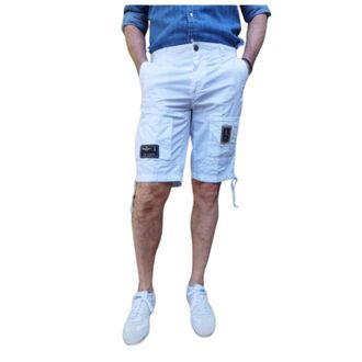 Aeronautica Bermuda-Shorts aus Baumwolle mit milit&auml;risch inspirierten Taschen - - Shorts - Herren - Wei&szlig; - L