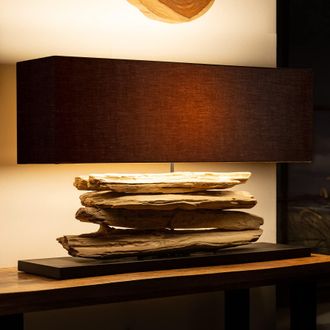 Invicta Interior Große Design Lampe RIVERINE schwarz Treibholz Leuchte Handarbeit Tischleuchte Treibholzlampe Tischlampe