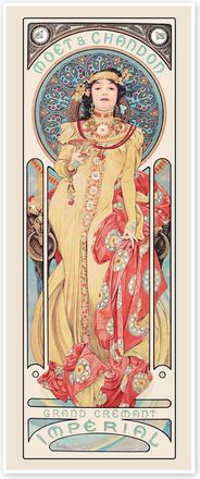 Posterlounge Moët & Chandon, Grand Crémant Impérial Poster von Alfons Mucha 50 x 120 cm Orange Wandbilder Wanddeko
