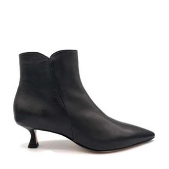Mara Bini Schwarzer Lederstiefelette Rei&szlig;verschluss - - Shoes - Damen - Schwarzk - 40 EU