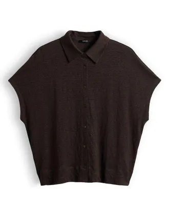 OPUS Kurzarmshirt Samoha aus Jersey mit Leinenstruktur Der &uuml;berschnittene Arm sorgt f&uuml;r eine relaxte Silhouette