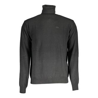 La Martina Schwarzer Herrenpullover Langarm Bestickt - - Knitwear - Herren - Schwarzk - XL