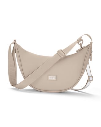 OAK25 Crossbody Bag Damen & Herren Beige - Every Day Half Moon Bag - Umhängetasche im Halbmond Stil - Reflektierende Fahrrad Bauchtasche - Wasserabweisend
