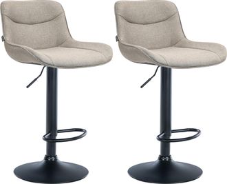 Clp 2er Set Barhocker Vonore Stoff I Mit Lehne, Höhenverstellbar und 360 Grad drehbar I Mit Fußstütze, Metallgestell und Bodenschoner, Farbe:Taupe, Gestel