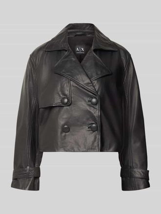 A|X Armani Exchange Cropped Lederjacke aus echtem Leder