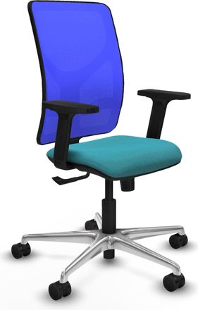 Piqueras y Crespo B&uuml;rostuhl, R&uuml;ckenlehne aus Netzstoff, mit 2D-Armlehnen, h&ouml;henverstellbare Lendenwirbelst&uuml;tze, ausgestattet mit 3 Positionen und Schneideschaum, Blau/T