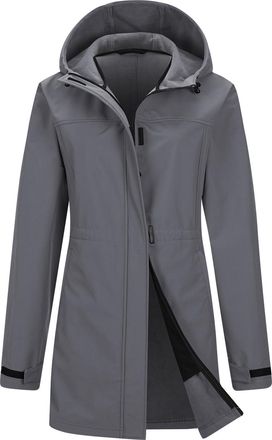 Baleaf Damen Softshelljacke Lange Wasserabweisend Softshellmantel Wasserabweisend Winterjacke Windjacke Fleece gef&uuml;tterte Regenjacke Anthrazitgrau XXL