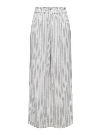 Only Onltokyo Hw Linen Blend Stripe PNT Noos Pantalon en Tissu, Blanc éclatant, XXL / 30L Femme
