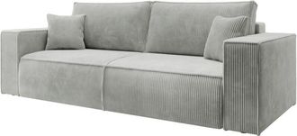 Selsey Selsey FARESE - Sofa mit Schlaffunktion, Stauraum und Cordbezug, Hellgrau