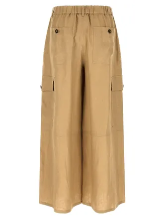 Max Mara Womens Beige Linen Cargo Pants