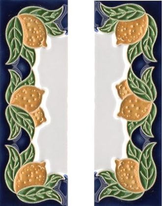 Generic Num&eacute;ros de maison, chiffres et lettres en c&eacute;ramique italienne, motif citron, dimensions du carreau : 10 cm x 3,5 cm, cadres 3 &agrave; 6 carreaux (rebords (e