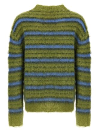 Marni Striped Brushed Mohair Sweater - Olive
